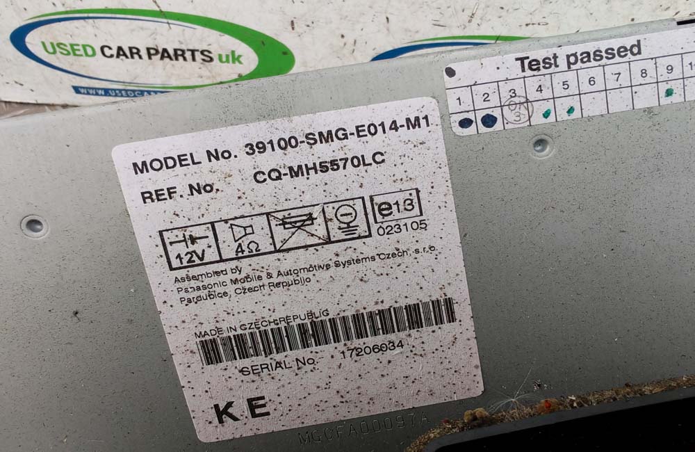 Honda Civic MK8 CD Player Radio 39100-SMG-E014-M1 | Used Car Parts UK