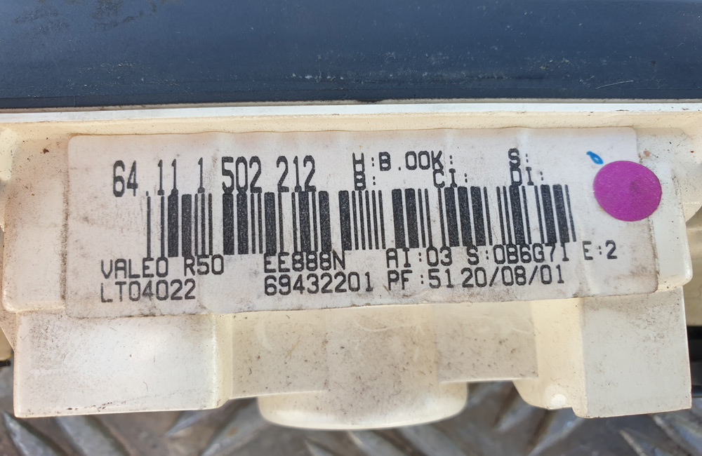 Mini One R50 heater control panel switch 69432201 | Used Car Parts UK