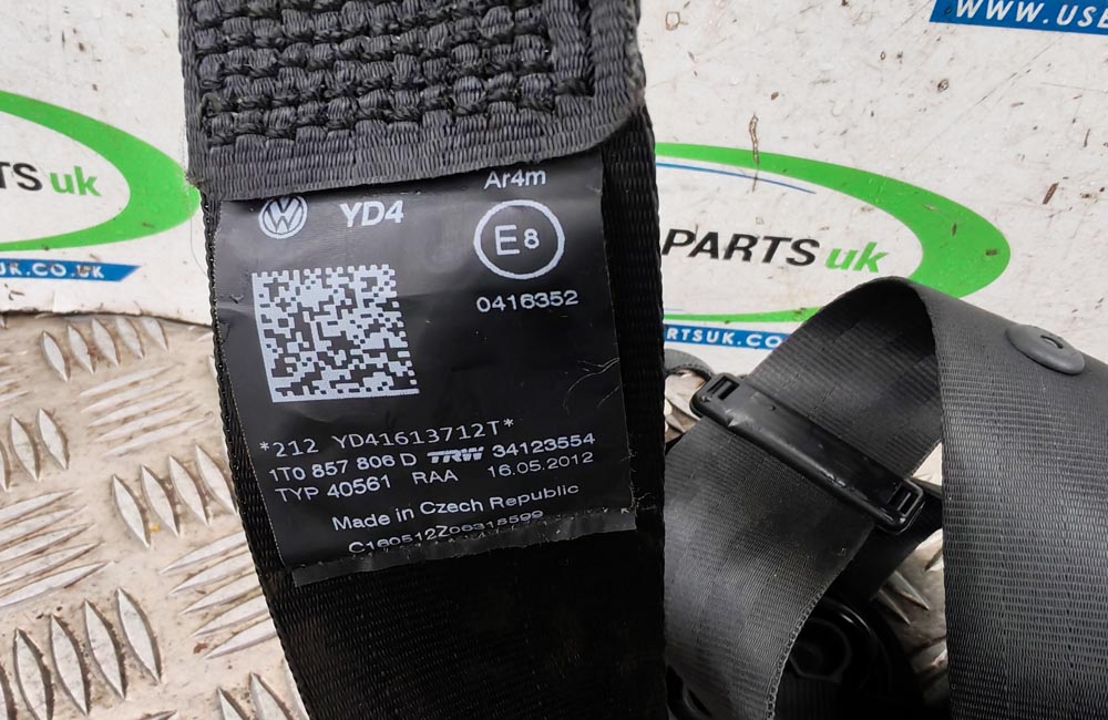 VW Touran MK2 2ND Row Seat Belt Drivers Rear | Used Car Parts UK